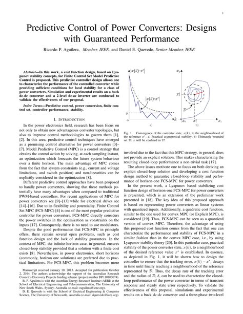 Pdf Predictive Control Of Power Converters Designs With Guaranteed Performance