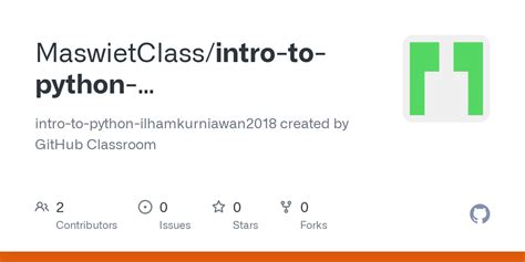 GitHub MaswietClass Intro To Python Ilhamkurniawan Intro To Python Ilhamkurniawan