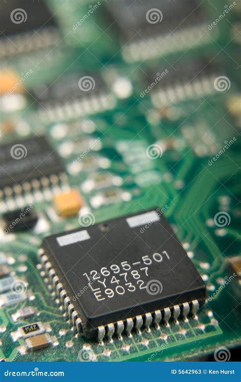 Microchip On Circuit Board Stock Image Image Of Computer
