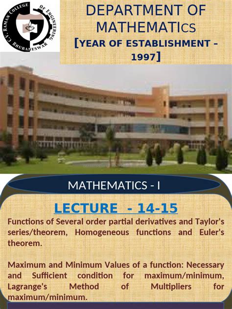 Lecture 14 15 Taylor S Theorem And Maximum Minimum Pdf