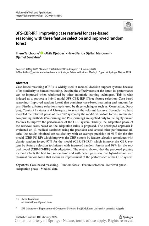 3fs cbr irf improving case retrieval for case based reasoning with