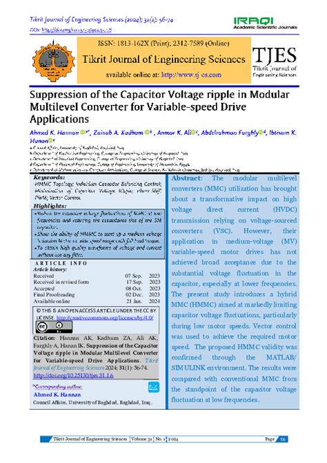 Pdf Suppression Of The Capacitor Voltage Ripple In Modular Multilevel Converter For Variable