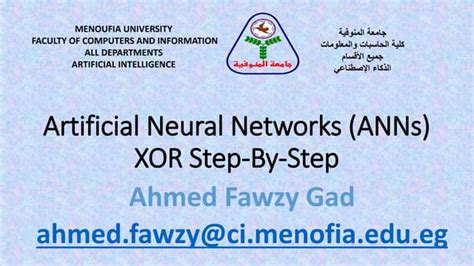 Artificial Neural Networks Anns Xor Step By Step Pdf