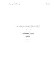 Configuring Backup Settings123 Docx Configuring Backup Settings Page 1 Week 4 Assignment