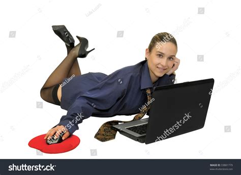 Sexy Business Girl Laptop Isolated White Stock Photo Shutterstock