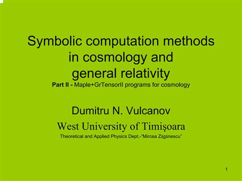 D Vulcanov Symbolic Computation Methods In Cosmology And General