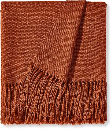Cozecube Rust Boho Throw Blanket With Fringe Tassel Lightweight Fall