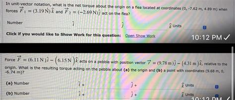 solved in unit vector notation what is the net torque about
