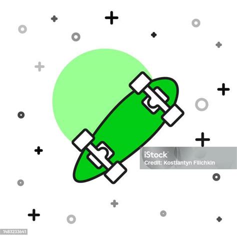 채워진 개요 롱보드 또는 스케이트보드 크루저 아이콘은 흰색 배경에 격리되어 있습니다 익스트림 스포츠 스포츠 장비 벡터 가득 찬에 대한 스톡 벡터 아트 및 기타 이미지