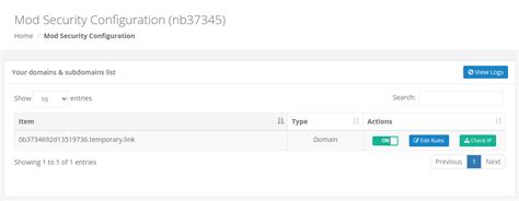 Mod Security Configuration In CWP User Panel InMotion Hosting