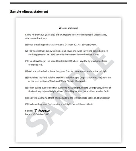 Witness Statement Templates 8 Free Printable Word And Pdf Statement