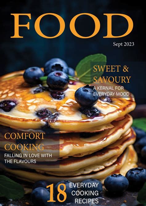 Delicious Blueberry Pancake Magazine Cover Food Magazine Back Cover Cover Page For Food Food