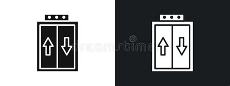 Elevator Lift Icon Linear Graphics Set Vector In Black Stock Vector Illustration Of Reflection