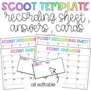 Scoot Template Recording Sheets Cards Answers Recording Sheets Templates Cards