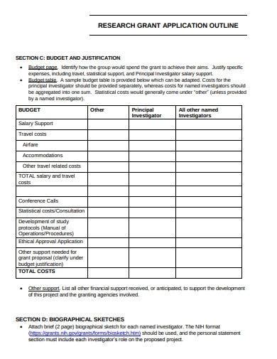 FREE Research Grant Application Samples Templates In MS Word PDF