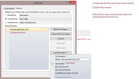 How To Add Custom Sp Calls To Ssms Toolbar Stack Overflow