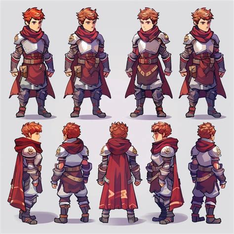 Sprites For An Rpg Game A Hero From All Angles Old Sc Premium Ai Generated Vector