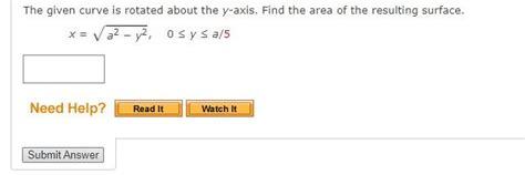 Solved The Given Curve Is Rotated About The Y Axis Find The Chegg