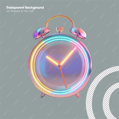 Premium Psd Psd Hologram Color Clock 3d Render Isolated For Composition