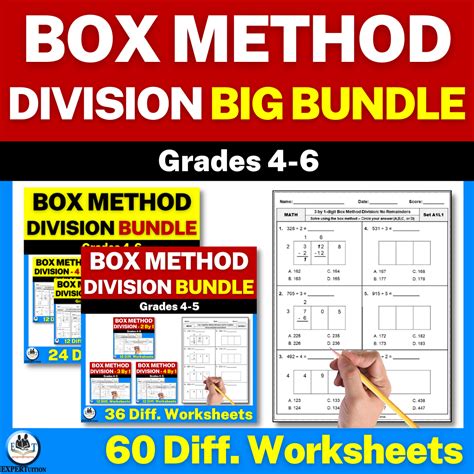 Digit And Digit Divisors Box Method Division Worksheets For Th