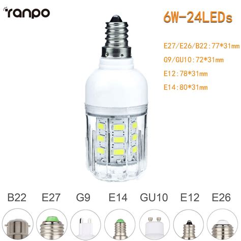 5730 Smd Led Corn Light Bulbs E26 E27 E12 E14 G9 Gu10 6w 15w 25w 110v