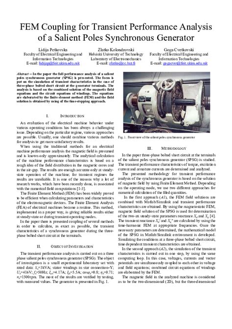 Pdf Fem Coupling For Transient Performance Analysis Of A Salient