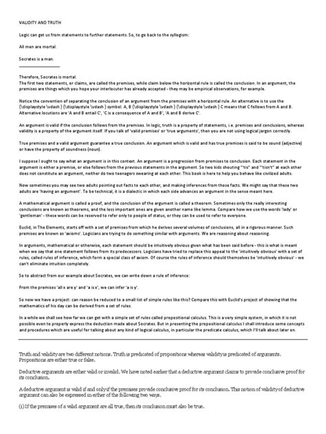 validity and truth pdf validity deductive reasoning