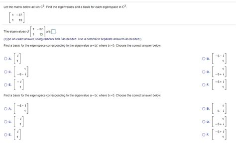 answered let the matrix below act on c2 find… bartleby