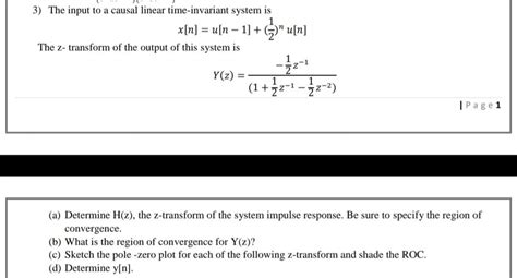 3 the input to a causal linear time invariant system