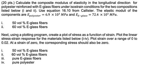 Pts Calculate The Composite Modulus Of Chegg