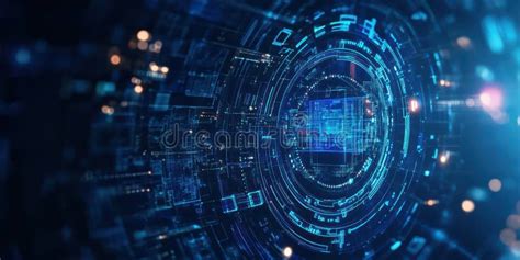 Abstract Digital Interface With Glowing Blue Lines And Circles Stock Illustration Illustration