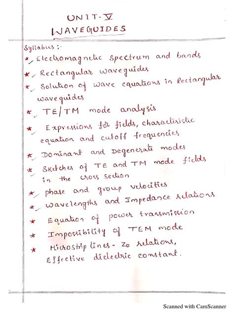 Wave Guides Unit V Notes Pdf