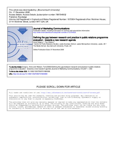 Pdf Defining The Gap Between Research And Practice In Public Relations Programme Evaluation