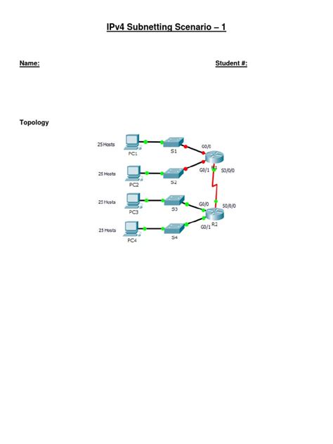 Ipv4 Subnetting Scenario 1 Pdf Ip Address Computer Network