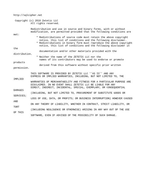 Sqlcipher License Pdf
