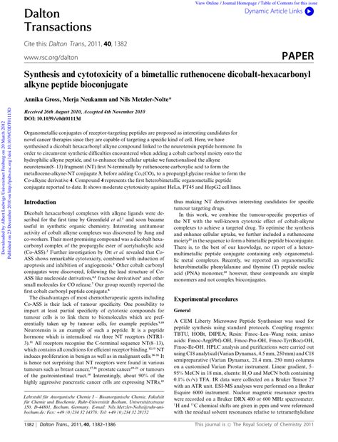 Pdf Synthesis And Cytotoxicity Of A Bimetallic Ruthenocene Dicobalt Hexacarbonyl Alkyne