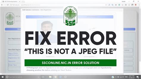 How To Fix This Is Not A Jpeg File Error In Ssconline Nic In YouTube