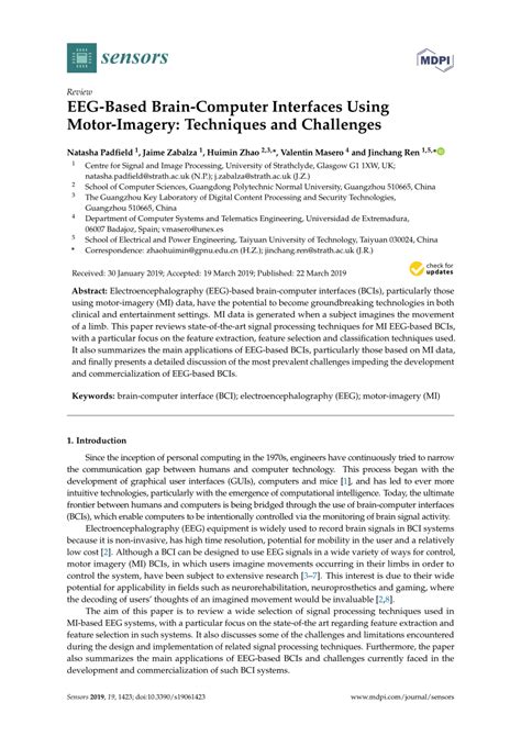 pdf eeg based brain computer interfaces using motor imagery