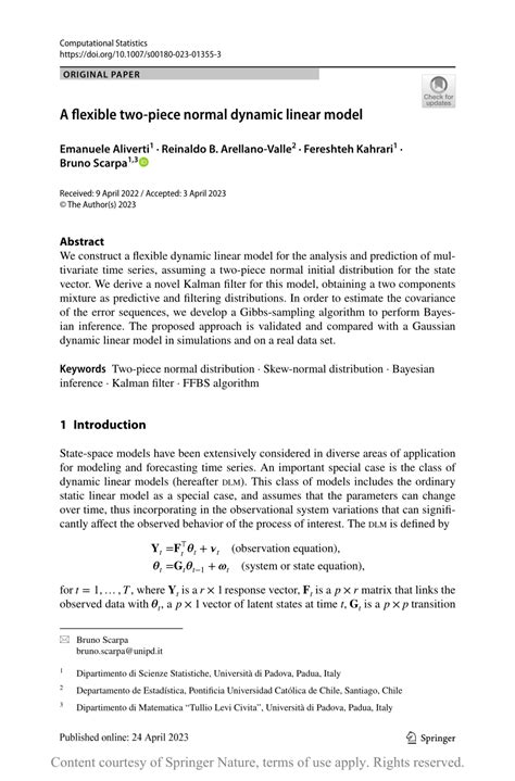 Pdf A Flexible Two Piece Normal Dynamic Linear Model