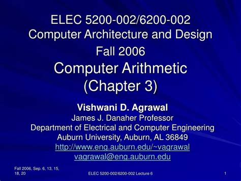 Ppt Elec 5200 0026200 002 Computer Architecture And Design Fall 2006 Computer Arithmetic