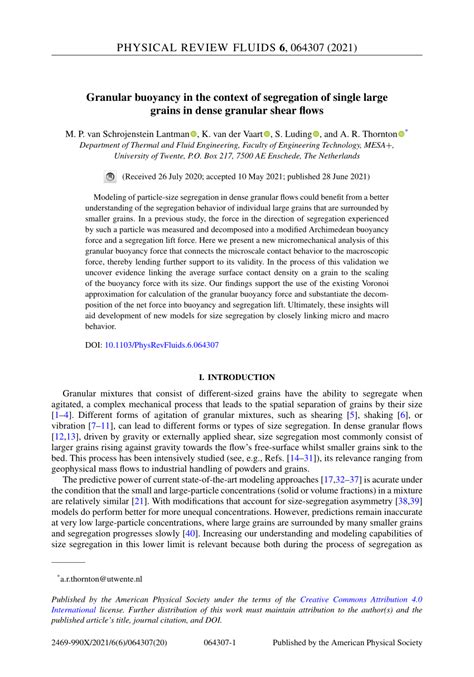 Pdf Granular Buoyancy In The Context Of Segregation Of Single Large