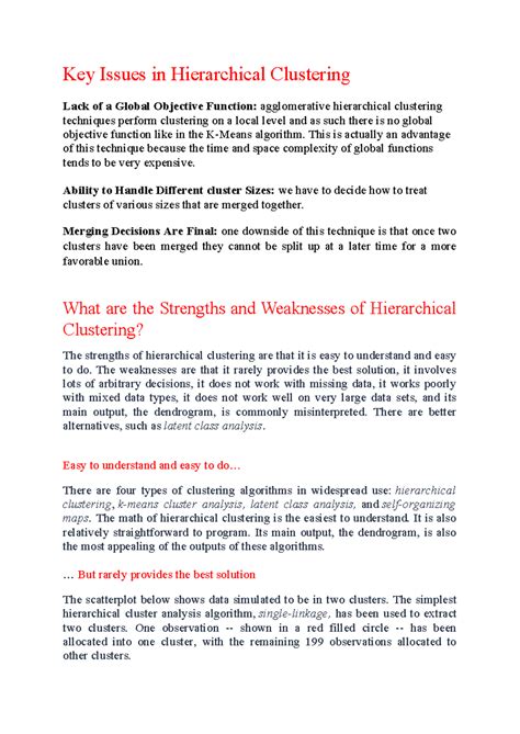 Dwdm 5th Unit Notes Key Issues In Hierarchical Clustering Lack Of A Global Objective Function