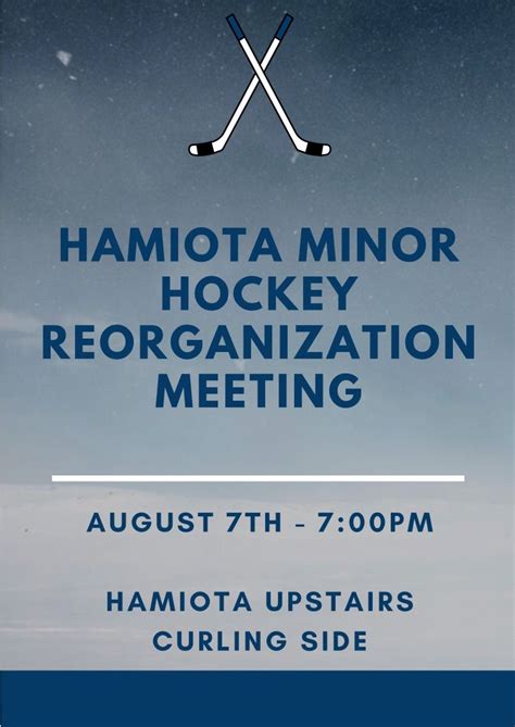 Hamiota Minor Hockey Reorganization Meeting 200 Maple Ave East