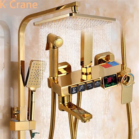 Golden Shower System Thermostatic Digital Bathroom Shower