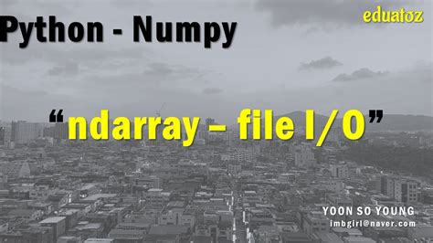 Python Numpy 29 Ndarray의 파일 입출력 Youtube
