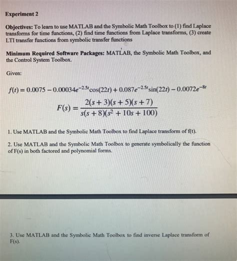 Solved Experiment 2 Objectives To Learn To Use Matlab And