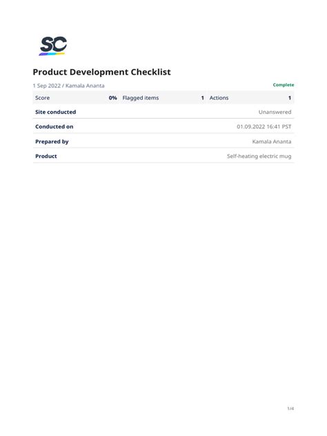 Product Development Checklist Template Pdf