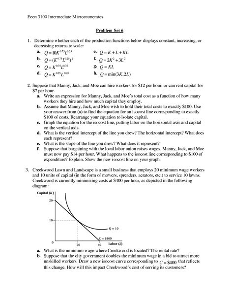 Problem Set 6 3100 Econ 3100 Intermediate Microeconomics Problem