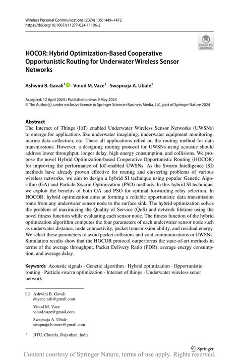 Hocor Hybrid Optimization Based Cooperative Opportunistic Routing For Underwater Wireless