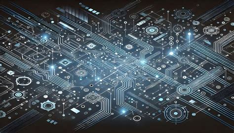 Futuristic Circuit Board Intricate Electronic Patterns Glowing Blue Lines Complex Technological